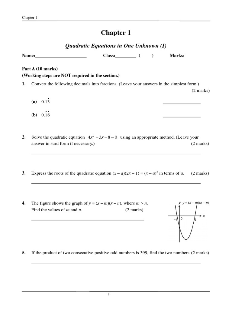 Chapter 4A | Download Free PDF | Quadratic Equation | Equations