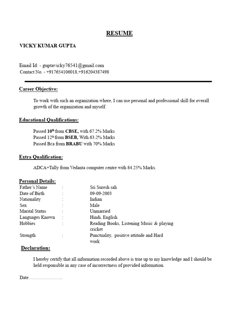 Vicky Resume PDF | PDF