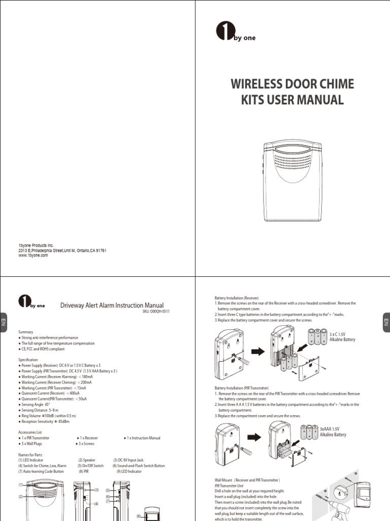 1 by One - Driveway Alert Alarm Instruction Manual | PDF | Switch ...