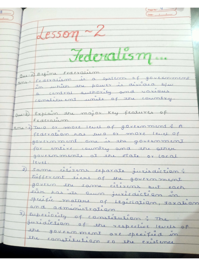 Civics Lesson 2 Federalism | PDF