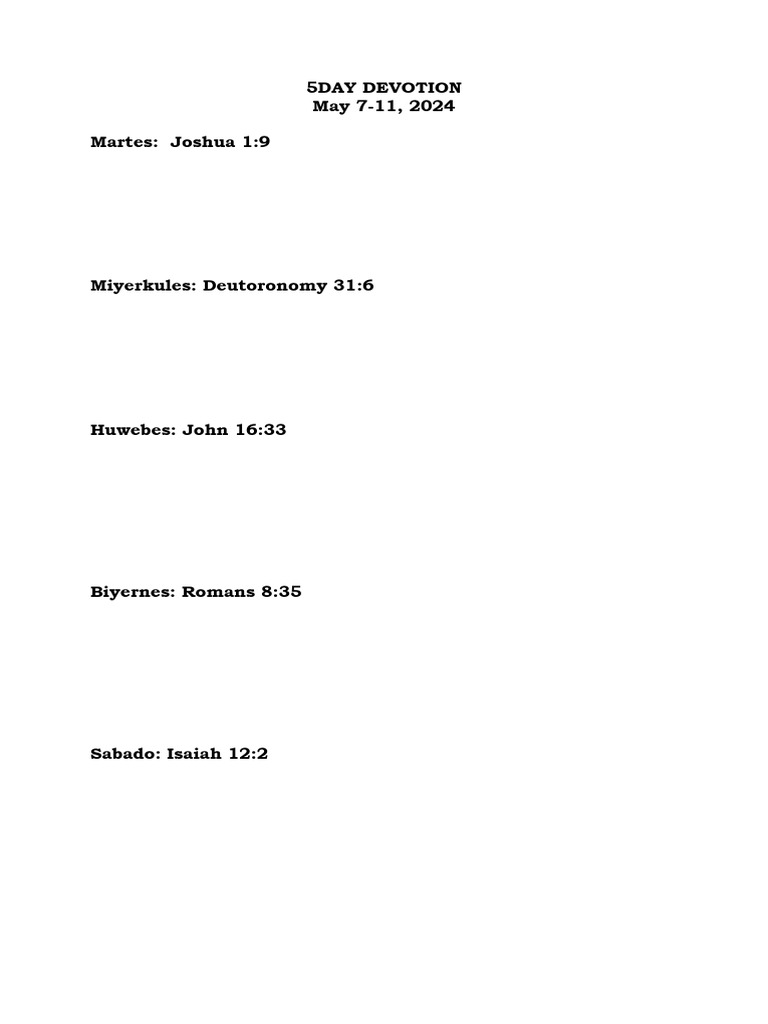 5 Day Devotion | PDF | Jesus | Salvation