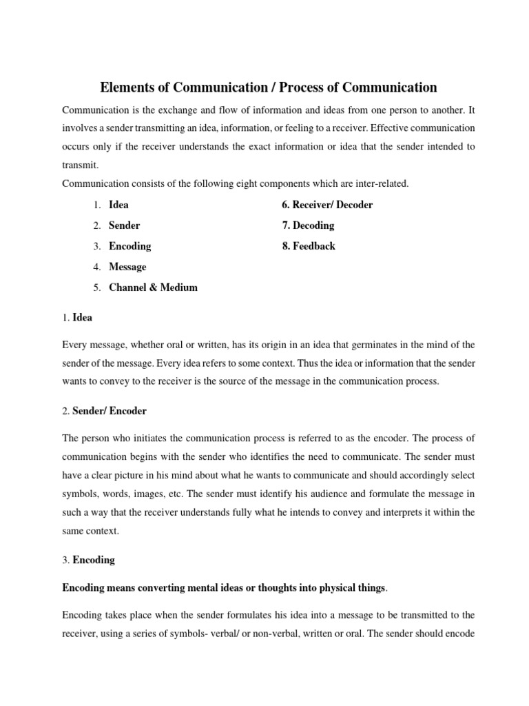 Process of Communication | PDF | Communication | Information
