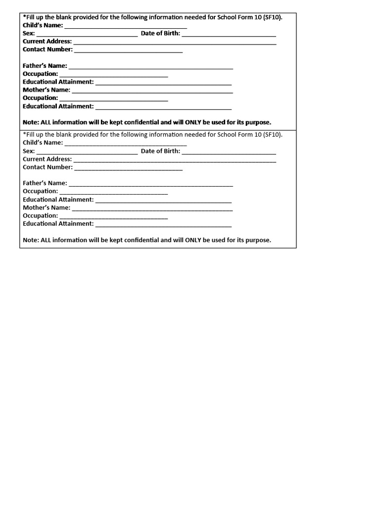 School Form 10 Information Sheet | PDF | Wellness