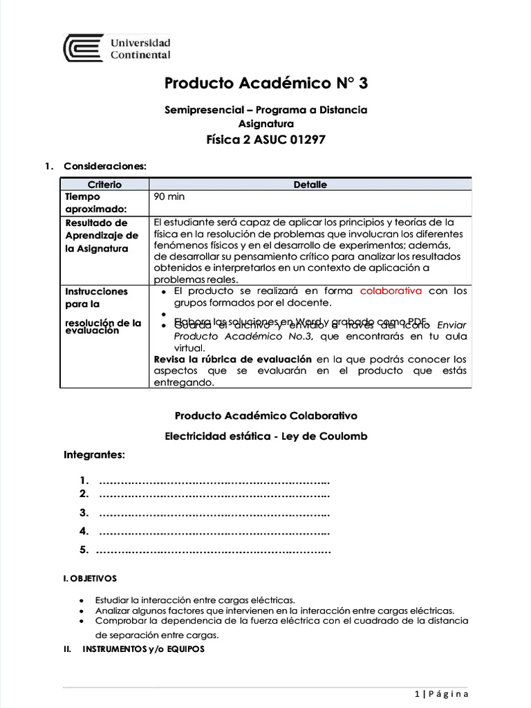 PDF Producto Academico 3 Fisica 2 Asuc 01297 - Compress | Descargar gratis PDF | Fuerza | Carga ...