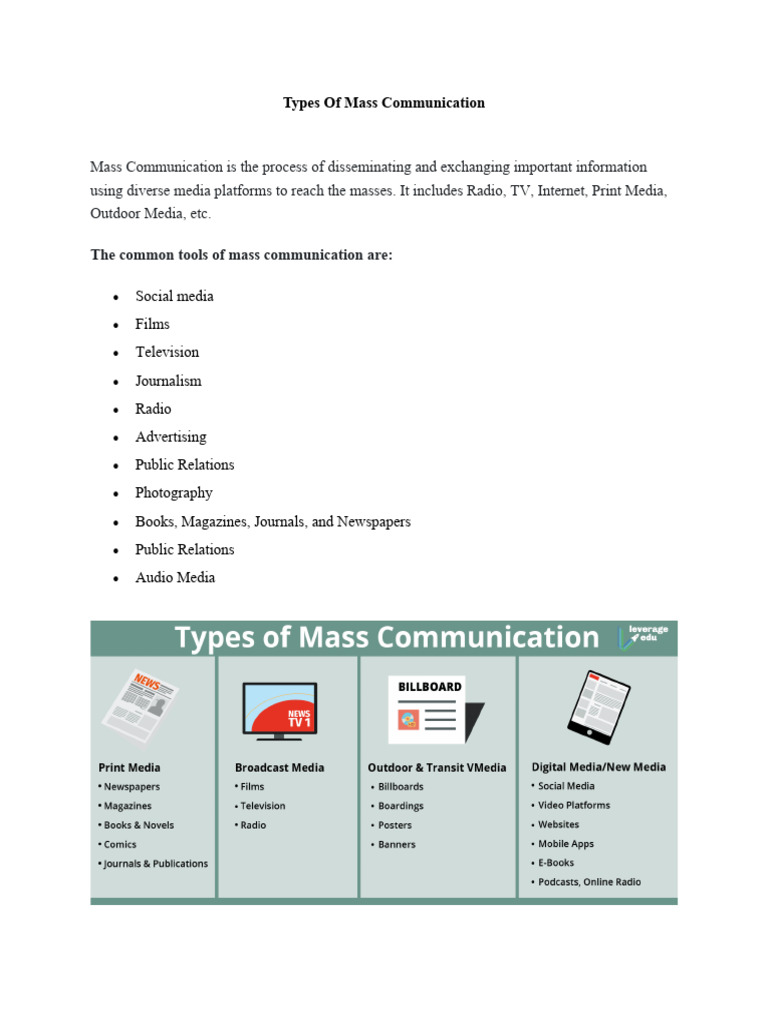 Mass Comm Types | PDF | Mass Media | New Media