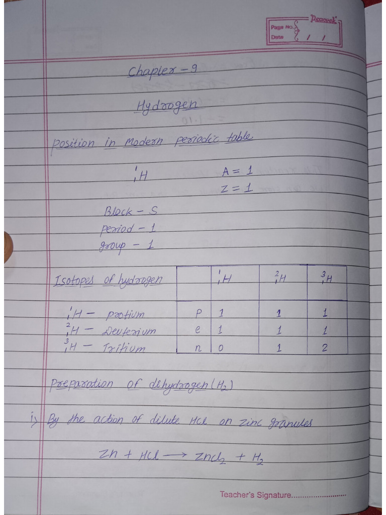Hydrogen Class11 Chemistry Notes | PDF