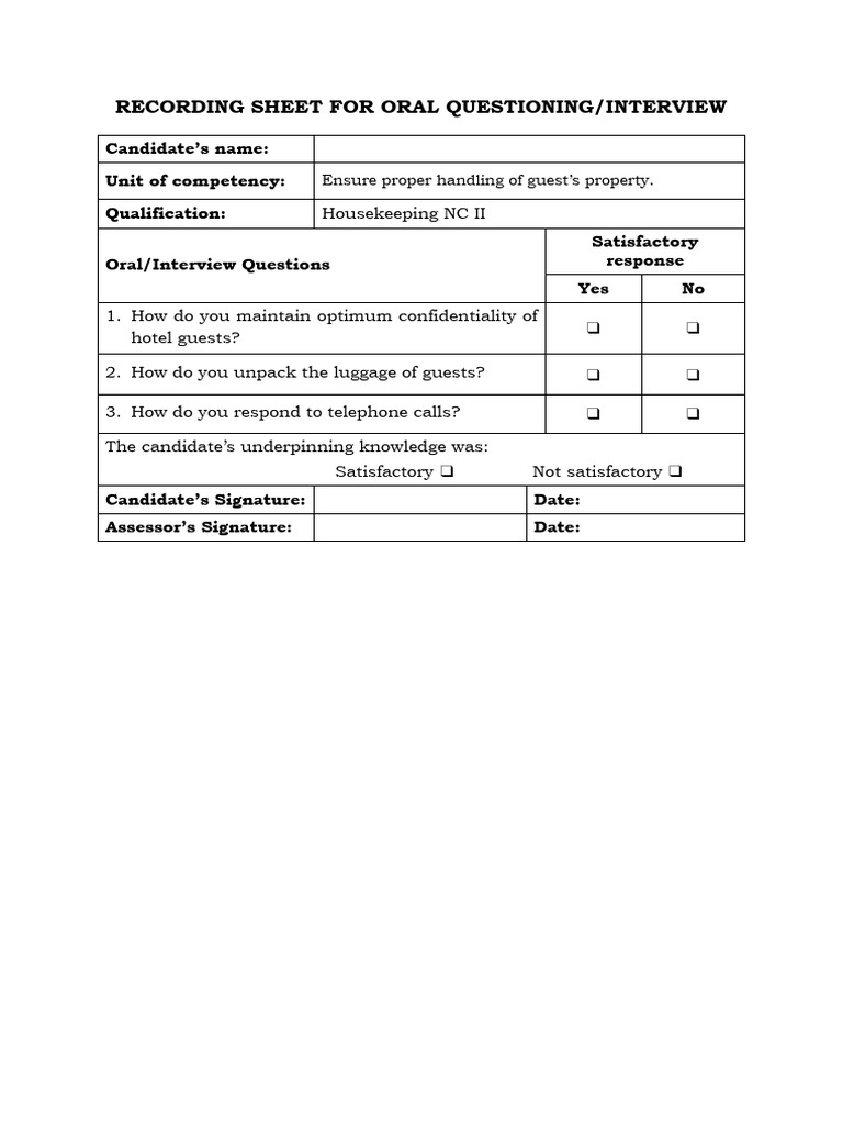 Maglasang Recording Sheet For Oral Questioning | PDF | Career & Growth ...
