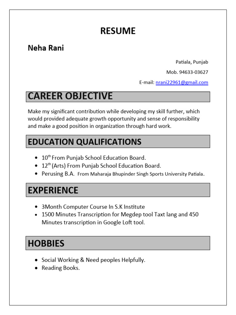Neha Resume | PDF