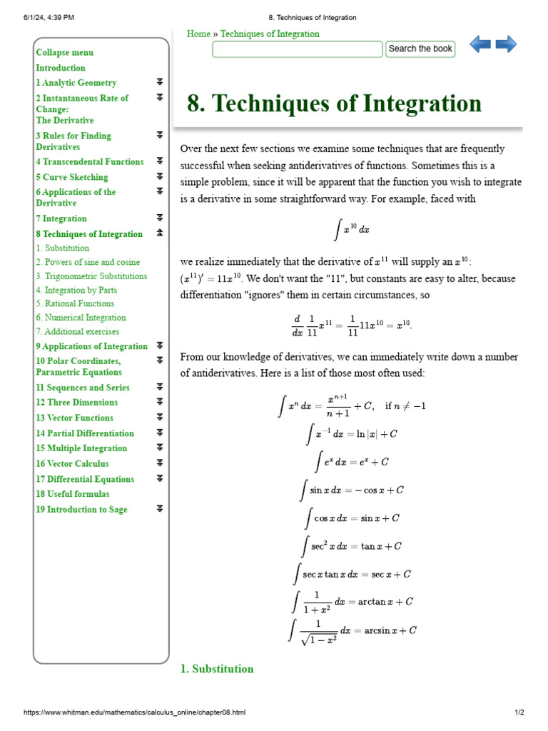 Techniques of Integration 3 | PDF | Trigonometric Functions | Derivative