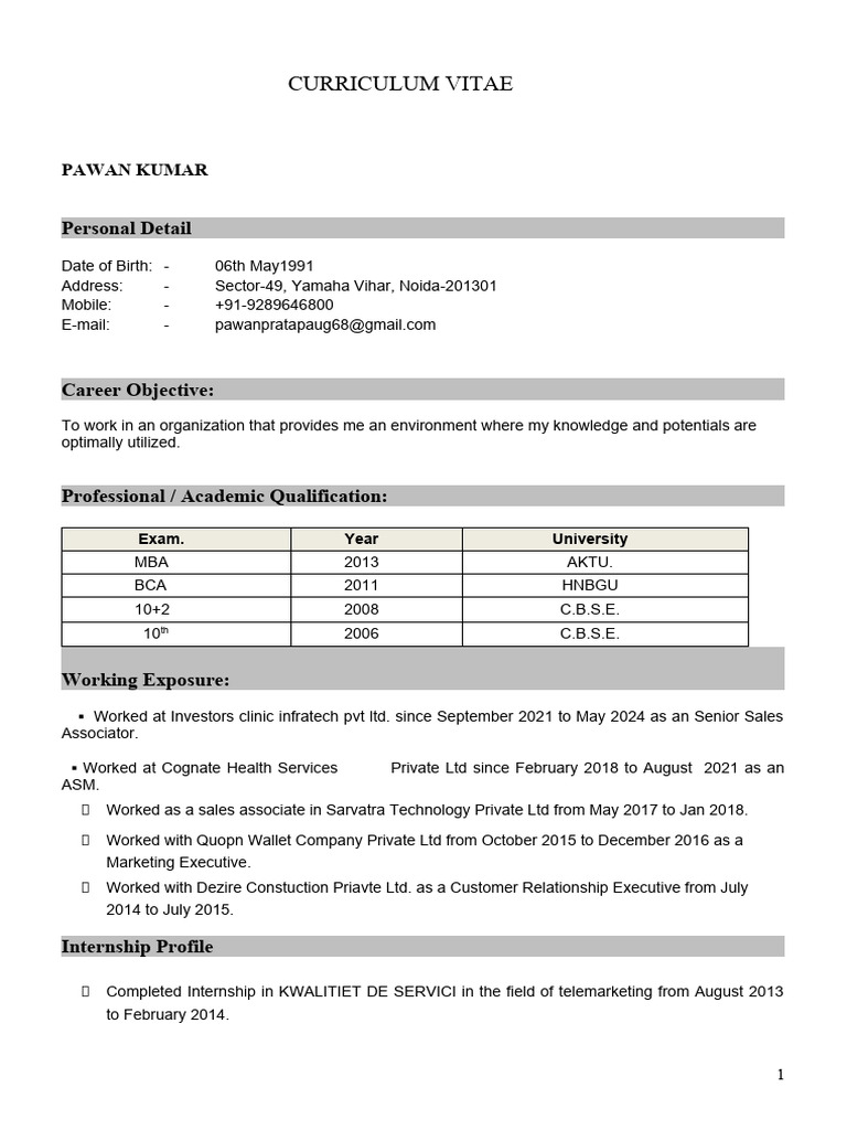 Pawan CV | PDF