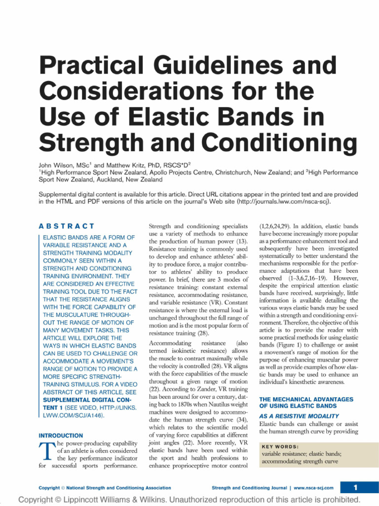 Week 6 Practical Guidelines and Considerations For The Use of Elastic Bands in Strength and ...