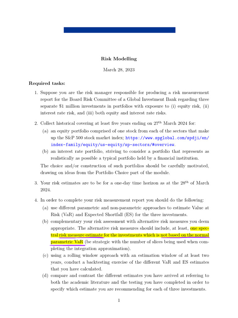 Assignment 2 - Risk Modelling | PDF | Value At Risk | Risk