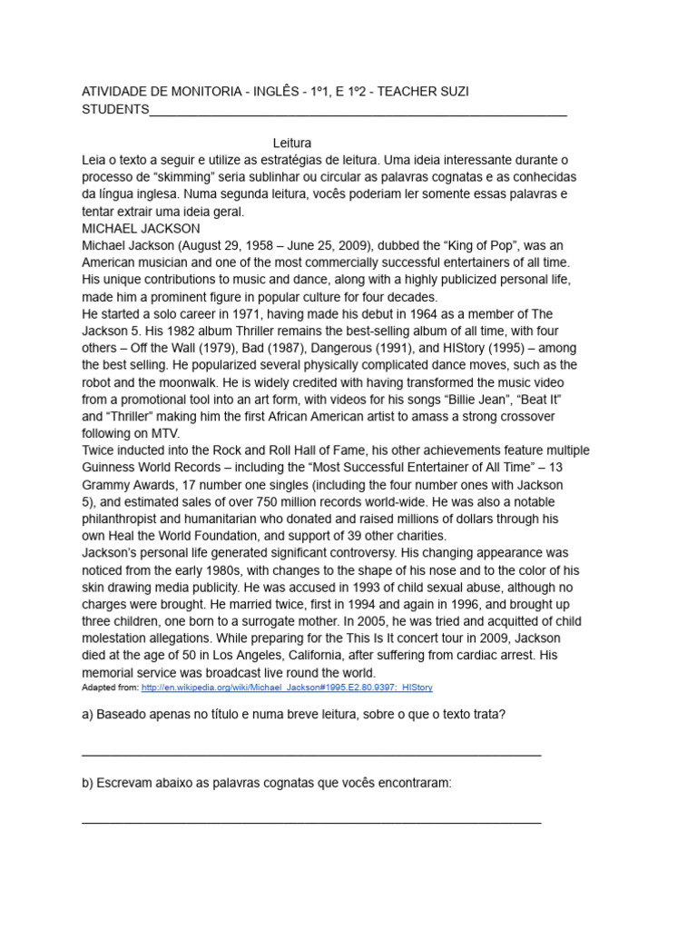 Michael Jackson: King of Pop Overview | PDF | Michael Jackson ...