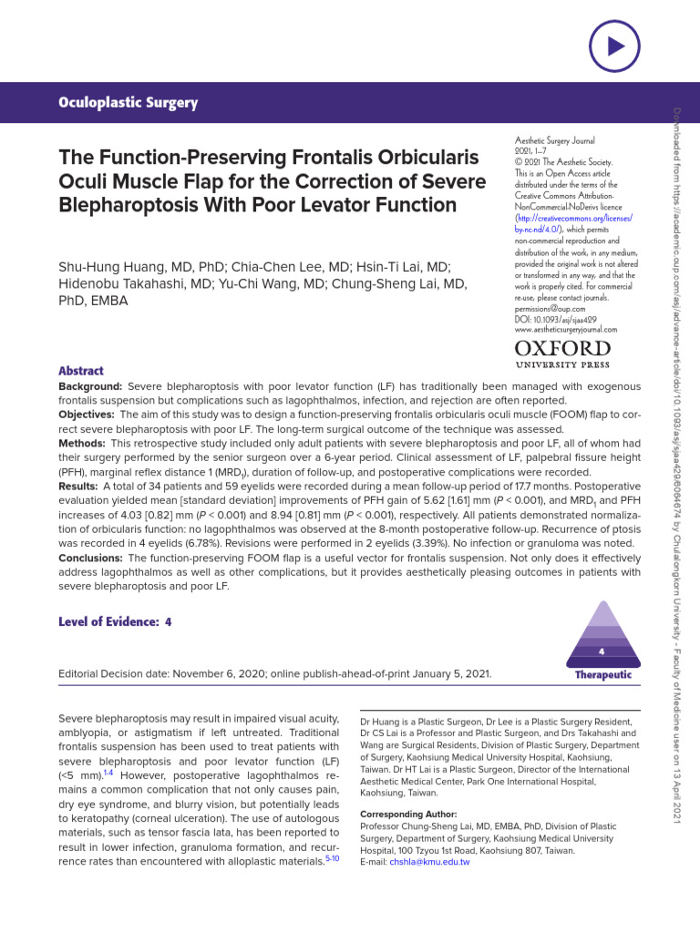Frontalis + OOM Flap | PDF | Surgery | Clinical Medicine