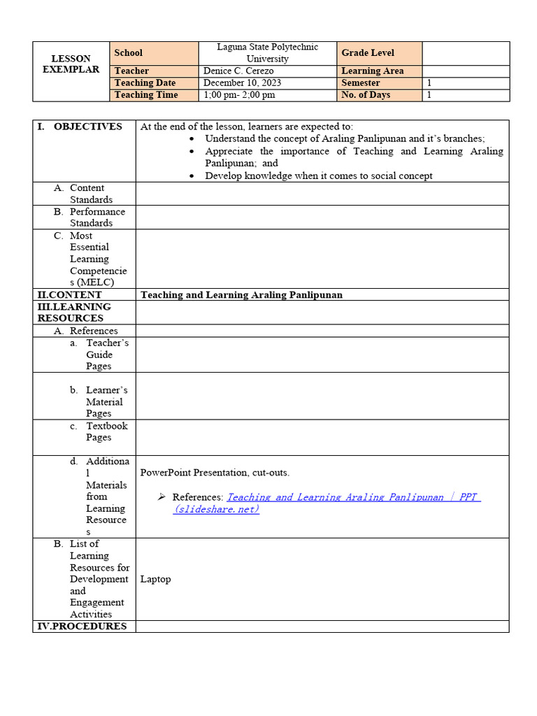 Lesson-Exemplar - AP | PDF | Social Sciences | Behavior Modification
