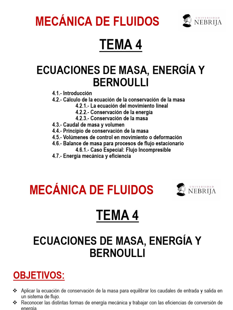 Tema 4.mecánica de Fluidos - JCG | Descargar gratis PDF | Mecánica de fluidos | Masa