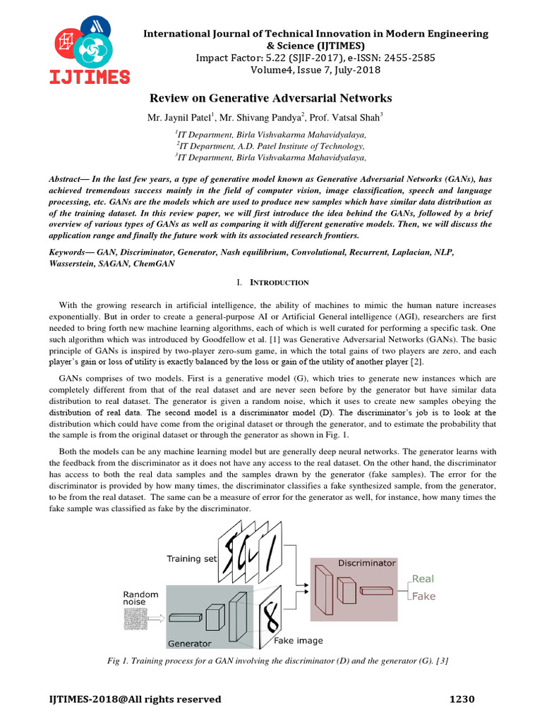 Reviewon Generative Adversarial Networks | PDF | Artificial Neural Network | Artificial Intelligence