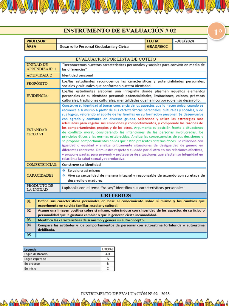 1º DPCC - LC Act.2 Uni 1 Sem 02 - 2024 | PDF | Evaluación | Comportamiento
