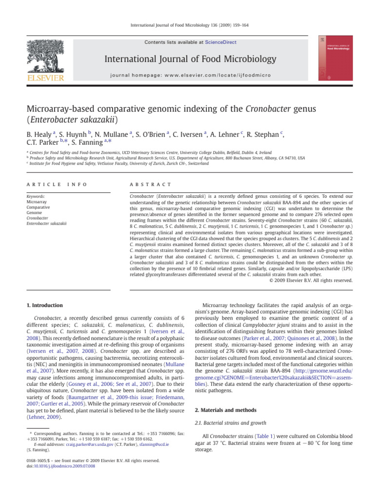 2009 Healy Et Al. - Microarray-Based Comparative Genomic Indexing of ... 2009 Healy Et Al. - Microarray-Based Comparative Genomic Indexing of ...