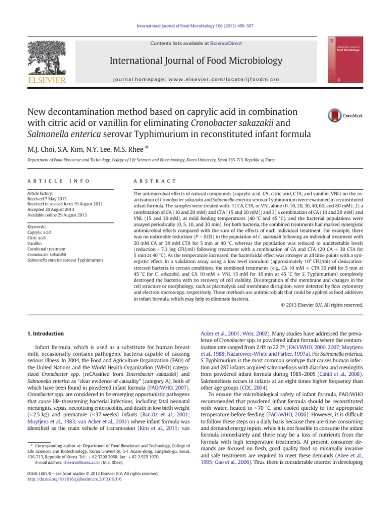 Decontamination of Infant Formula Using Acids | PDF | Flow Cytometry ...