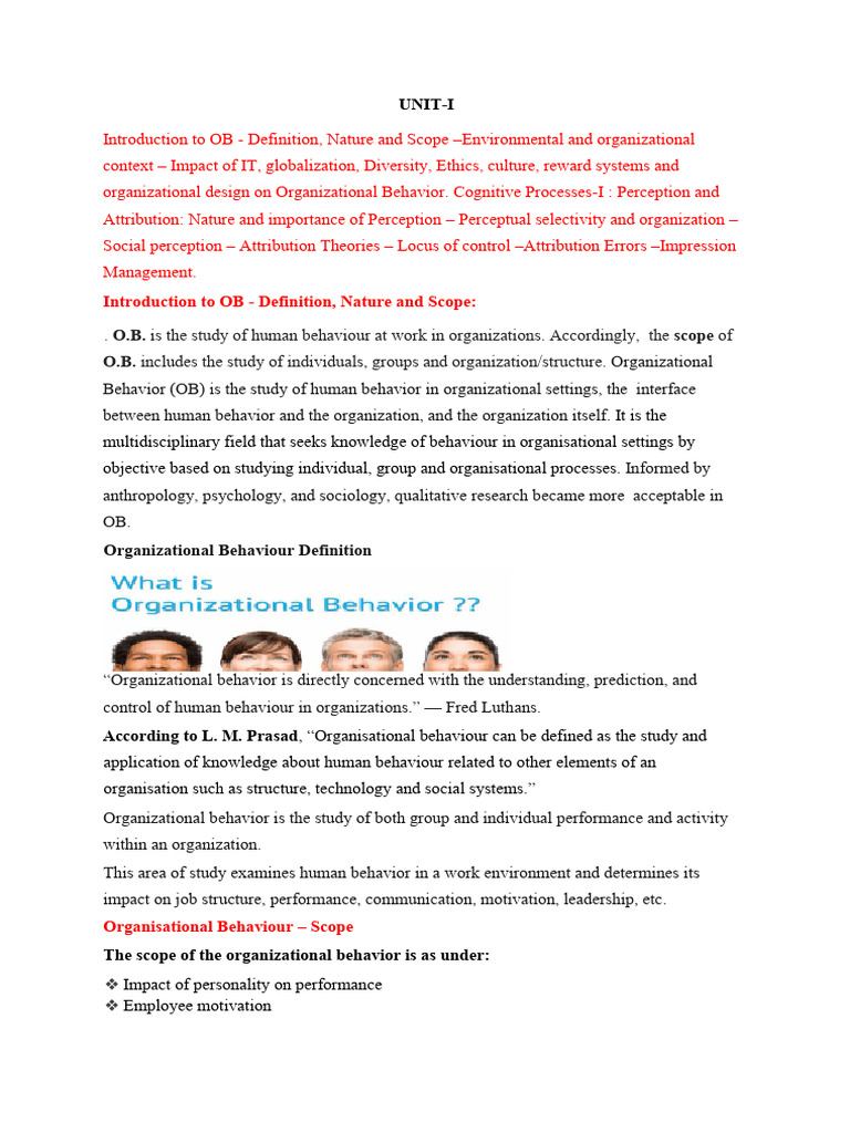 OB 1-5 Units | PDF | Perception | Self Efficacy