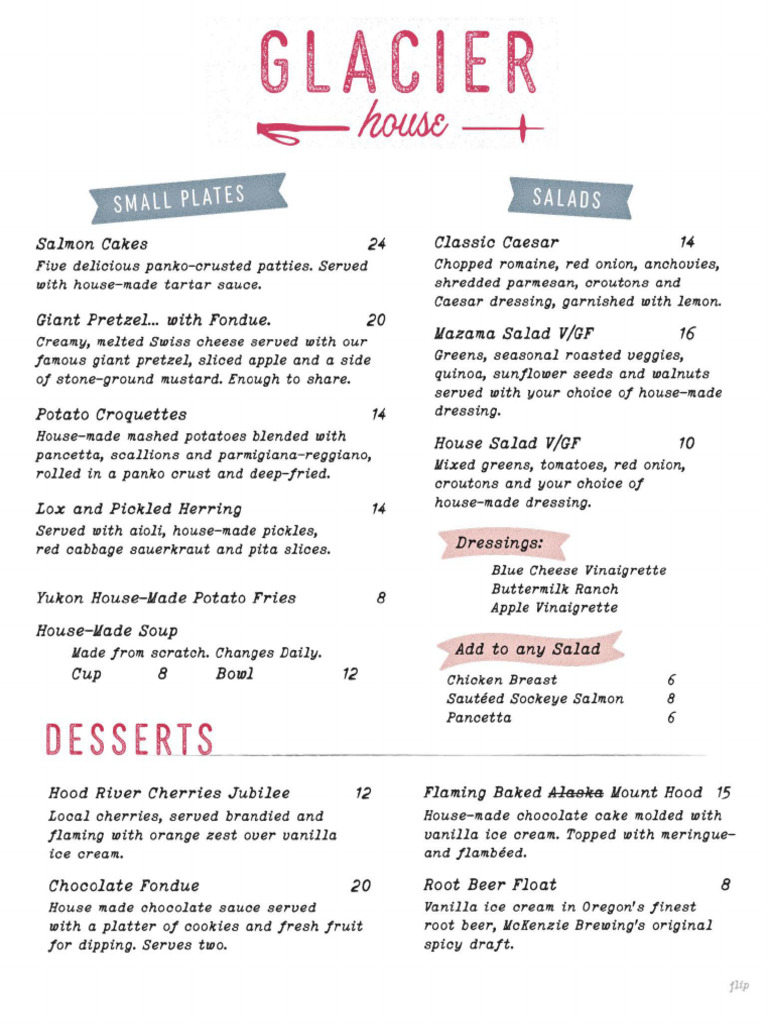 Glacier House General - Menu | PDF | Salad | Hamburgers