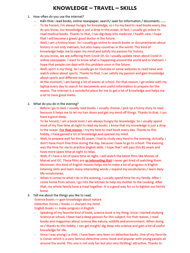 TR L I Mâu - Knowledge, Travel, Skills - TR L I Mâu | PDF | Knowledge | Vocabulary