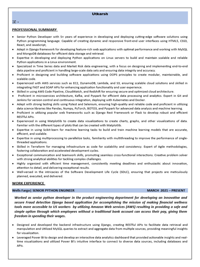Utkarsh Resume | PDF | Python (Programming Language) | Software ... Utkarsh Resume | PDF | Python (Programming Language) | Software ...