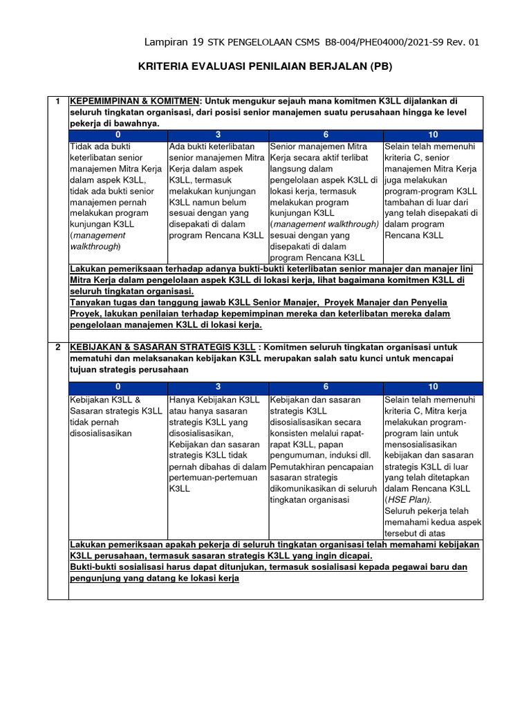 Form Evaluasi PB | PDF