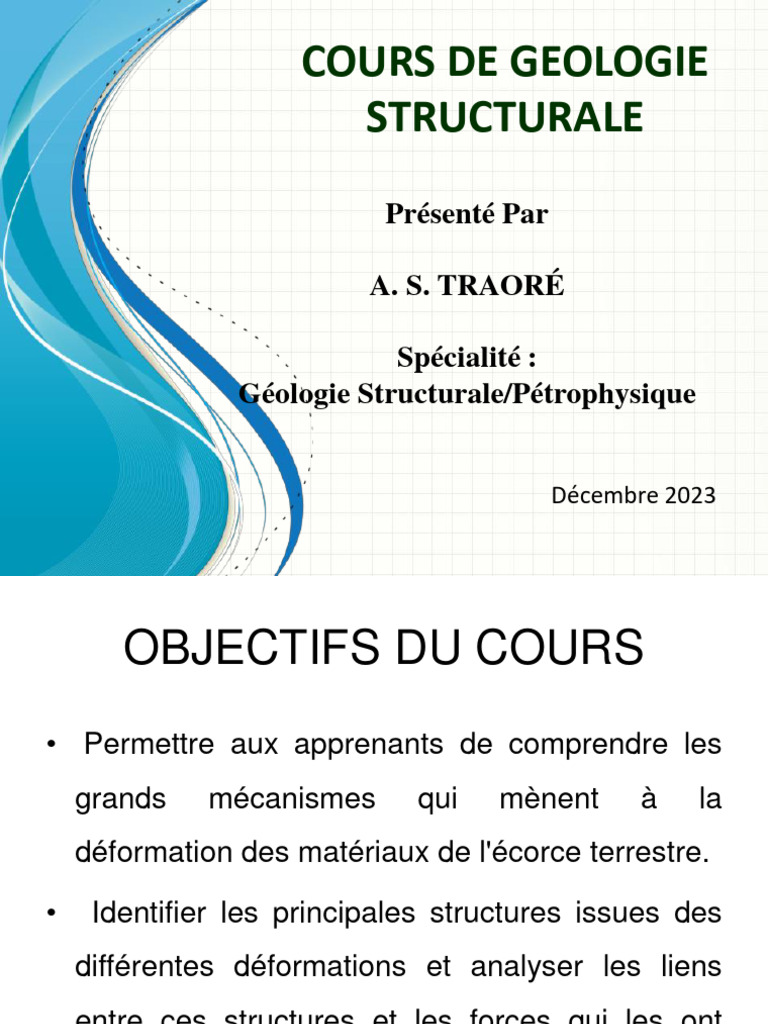 Cours de Géologie Structurale 2023 | PDF | Obliger | Élasticité (Physique)