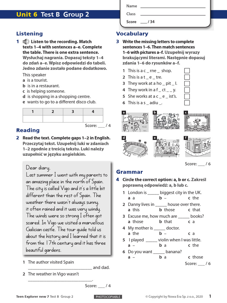 TeenExplnew U6 TEST B Gr2 | PDF | Human Communication | Linguistics