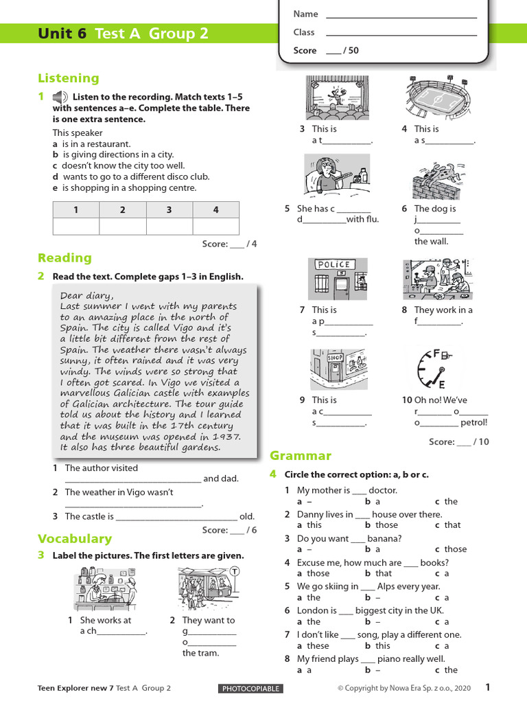 TeenExplnew U6 TEST A Gr2 | PDF
