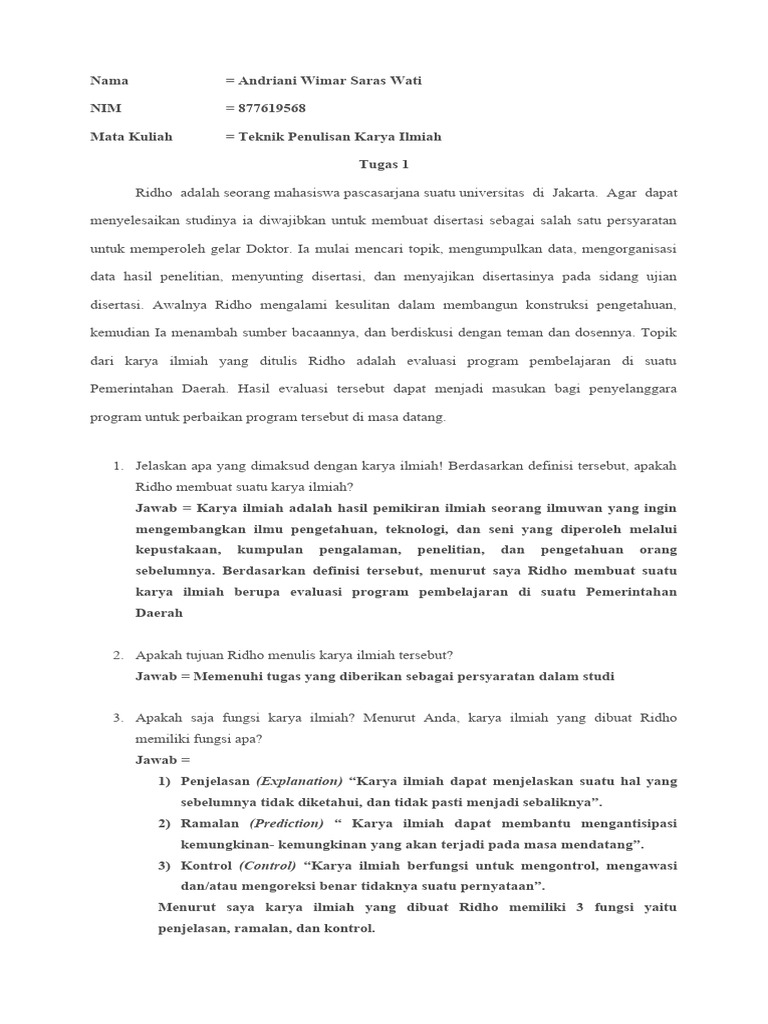 Tugas 1 Teknik Penulisan Karya Ilmiah | PDF
