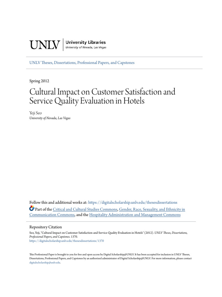 Cultural Impact on Hotel Customer Satisfaction | PDF | Cost Of Living ...