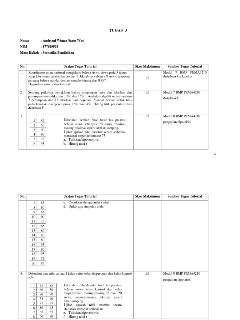 Tugas Statistika Pendidikan | PDF