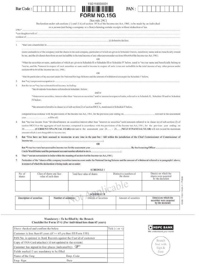 Form 15G | PDF