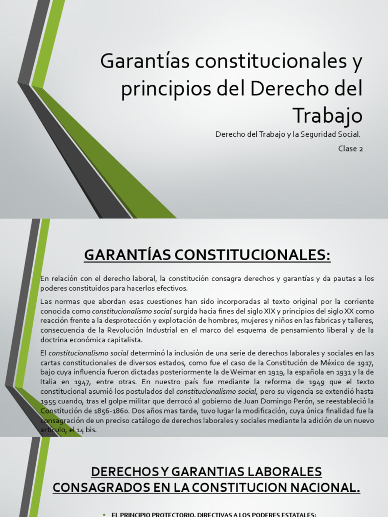 CLASE VIRTUAL 2. Garantías Constitucionales y Principios Del Derecho Del Trabajo | Descargar ...