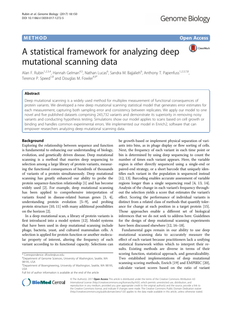 A Statistical Framework For Analyzing Deep Mutational Scanning Data
