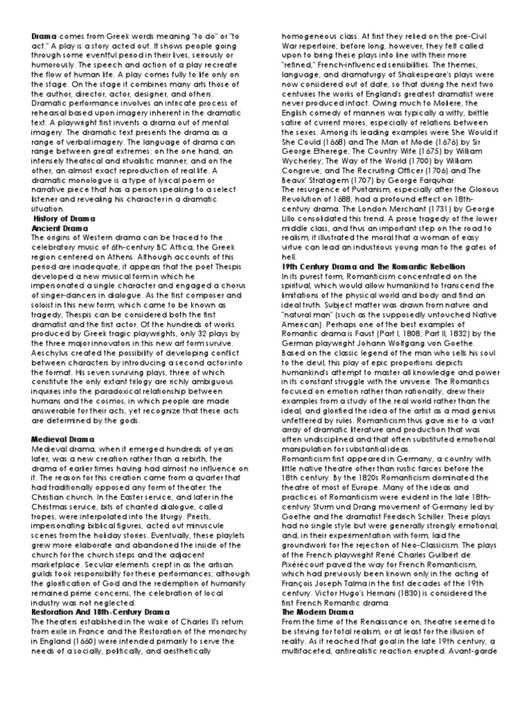 Drama Comes From Greek Words Meaning | PDF | Romanticism | Genre