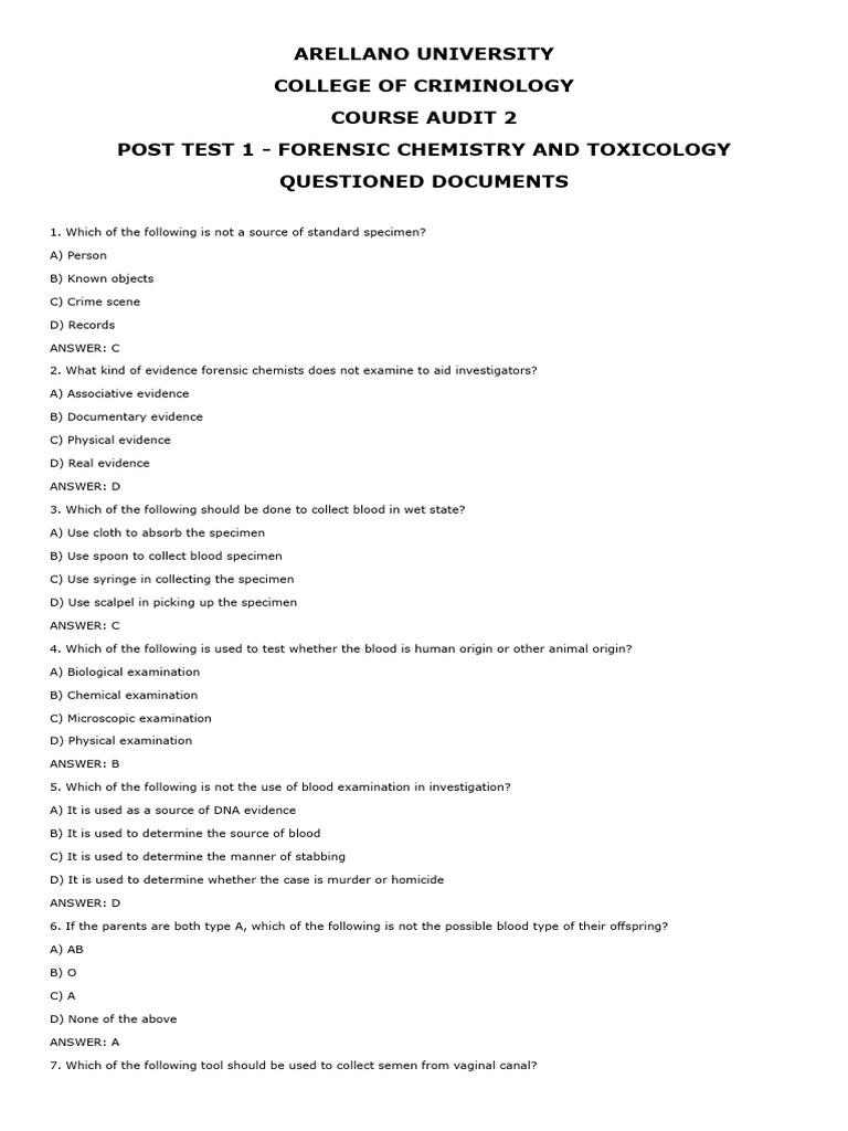 1 au Coa 2 Post Test 1 Key 2024 PDF Forgery Typewriter