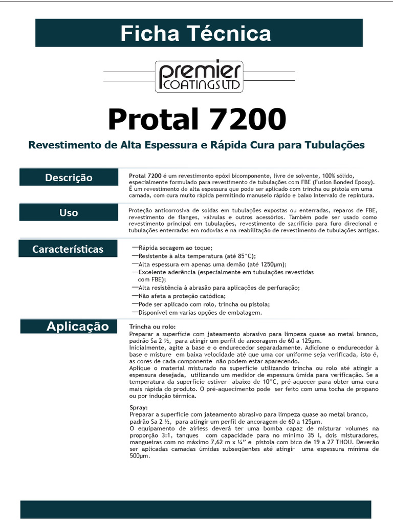 LGE - Ficha Técnica Protal 7200 | PDF | Materiais