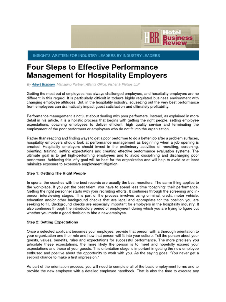 Performance Management in Hospitality | PDF | Employment | Performance ...