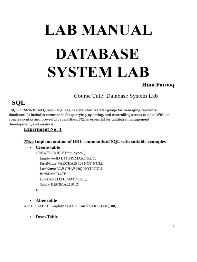 Lab Manual 2 | PDF | Sql | Database Transaction