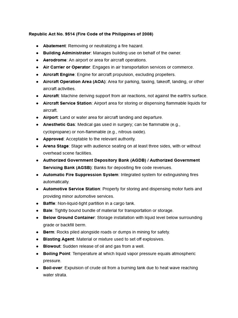 Fire Code of The Philippines - Definition of Terms | PDF | Fire Safety ...