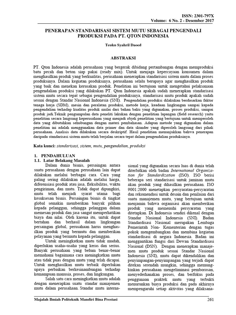 12 - Penerapan Standarisasi Sistem Mutu Sebagai Pengendali | PDF | Bisnis