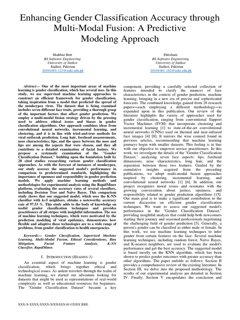 Enhancing Gender Classification Accuracy Through Multi-Modal Fusion: A Predictive Modeling ...