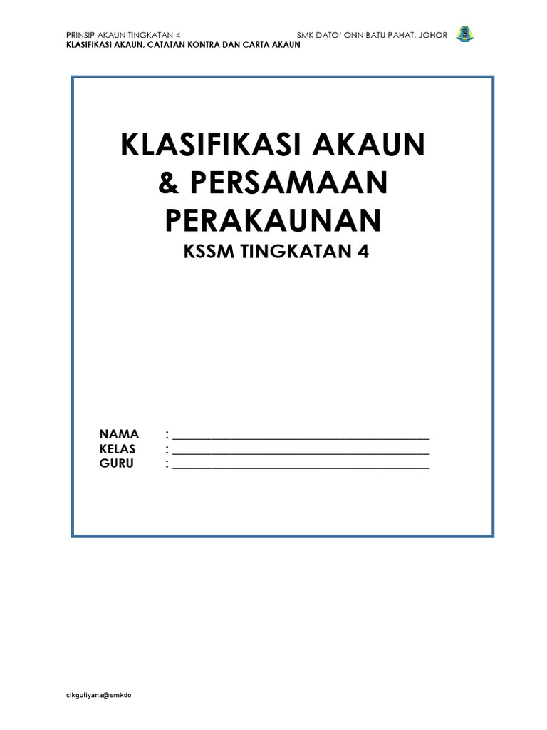 Klasifikasi Akaun Dan Persamaan Akaun | PDF