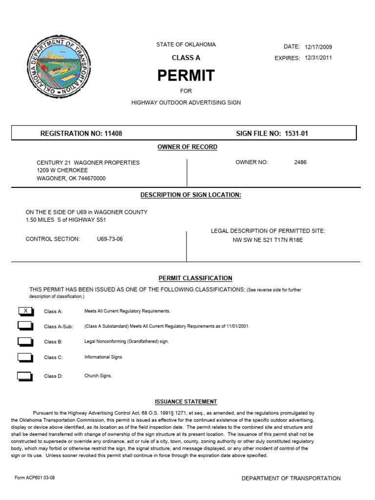 State of Oklahoma Class A Permit | PDF | Justice | Crime & Violence