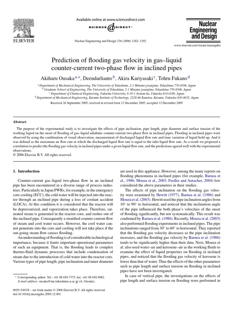 Flooding Gas Velocity in Inclined Pipes | PDF | Liquids | Surface Tension