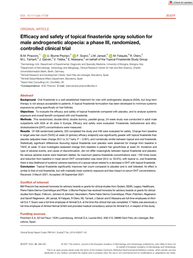 Topical Finasteride for Male AGA: Phase III Trial | PDF | Clinical ...